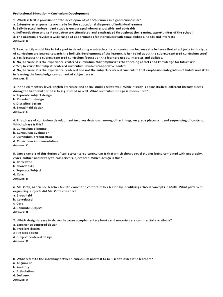 Professional Education - Curriculum Development | PDF | Curriculum ...