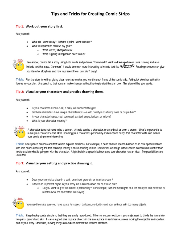 Tips and Tricks For Creating Comic Strips PDF | PDF | Color | Comics