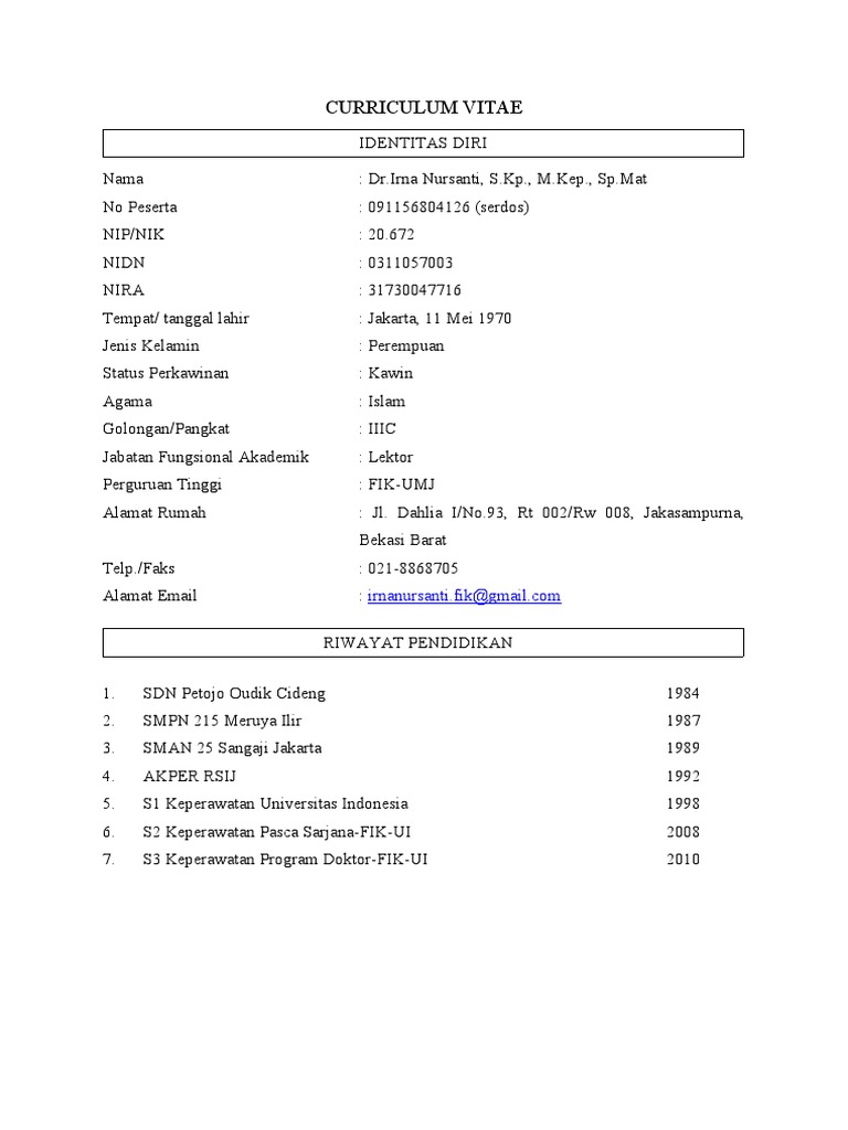 CV Pembicara I | PDF