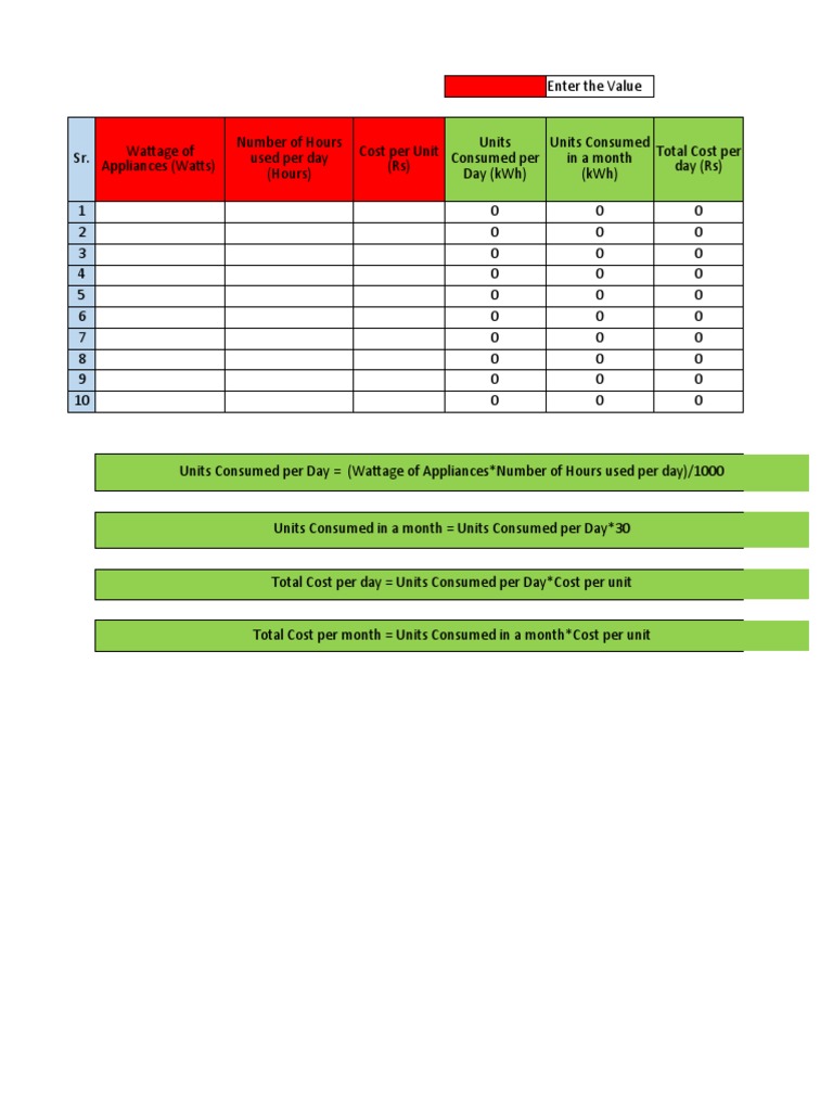 Electricity Consumption Calculator | PDF