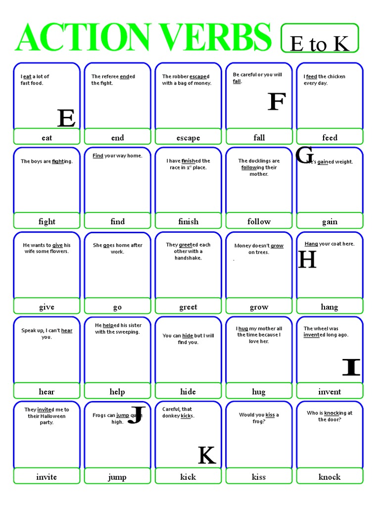 Pictionary Action Verb Set 2 From e To K Picture Dictionaries - 84657 | PDF