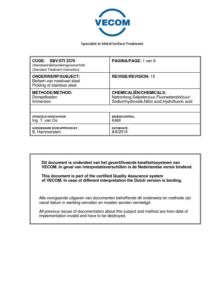 Vecom Pickling | PDF