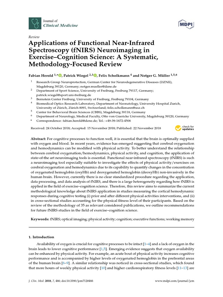Applications of Functional Near-Infrared Spectroscopy (fNIRS ...