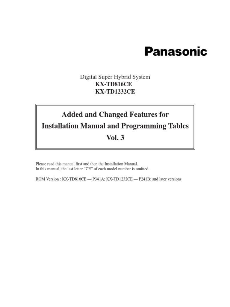 Added and Changed Features For Installation Manual and Programming ...