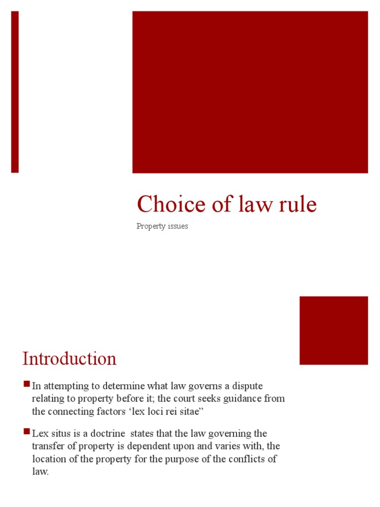 Choice of Law Rule Property | PDF | Choice Of Law | Intestacy
