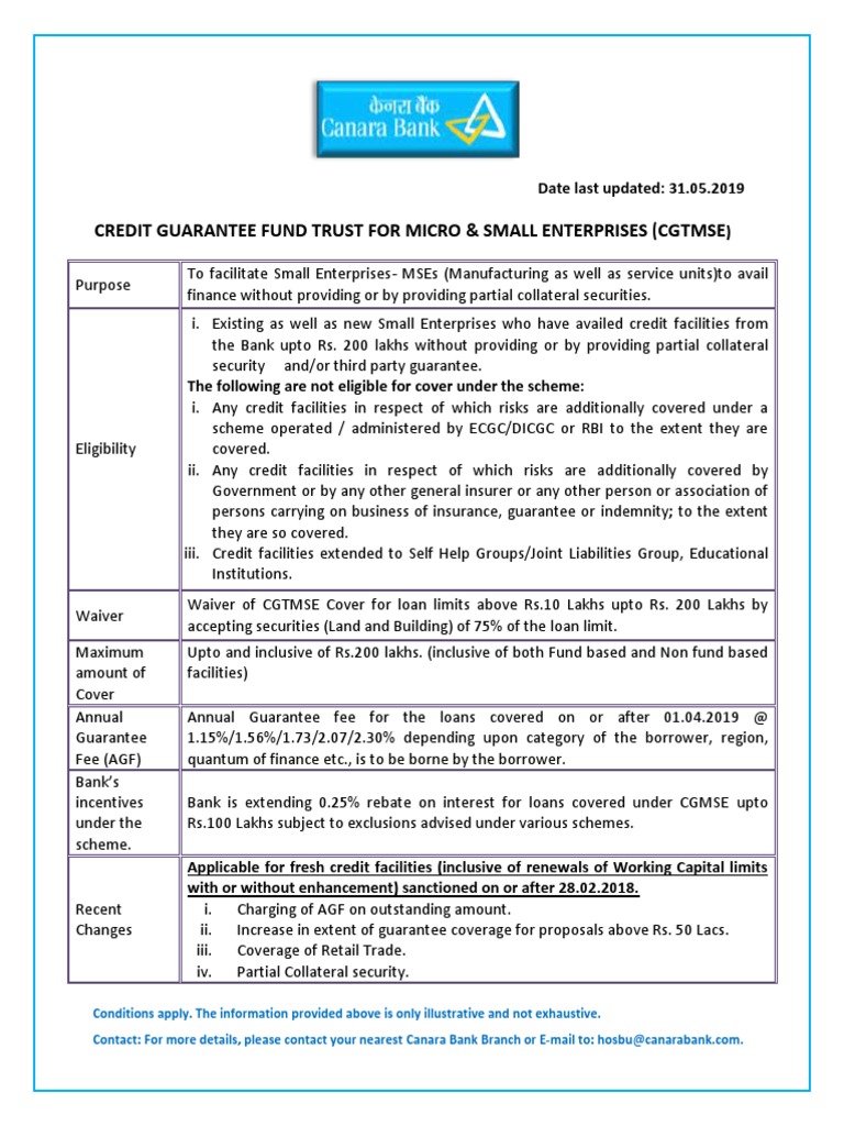 Credit Guarantee Fund Trust For Micro & Small Enterprises (Cgtmse | PDF ...
