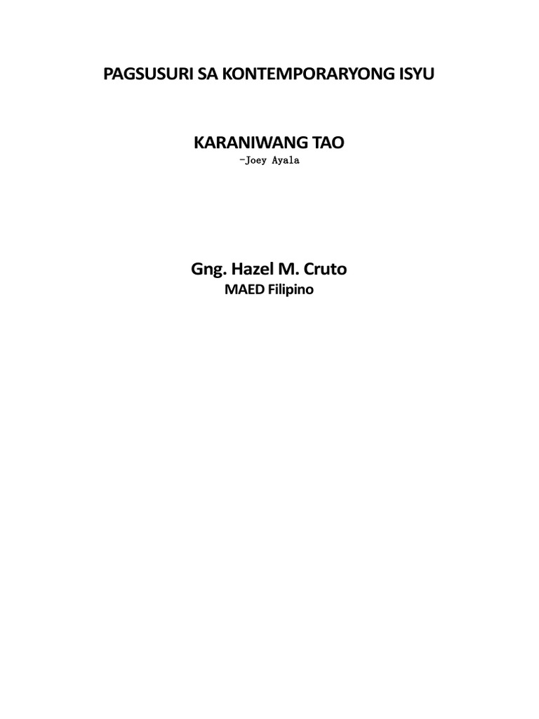 Pagsusuri Sa Kontemporaryong Isyu-Awit | PDF