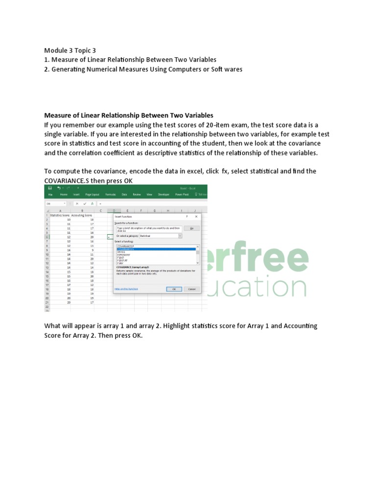 Module 3 Topic 3 Statsap | PDF | Correlation And Dependence | Probability Theory