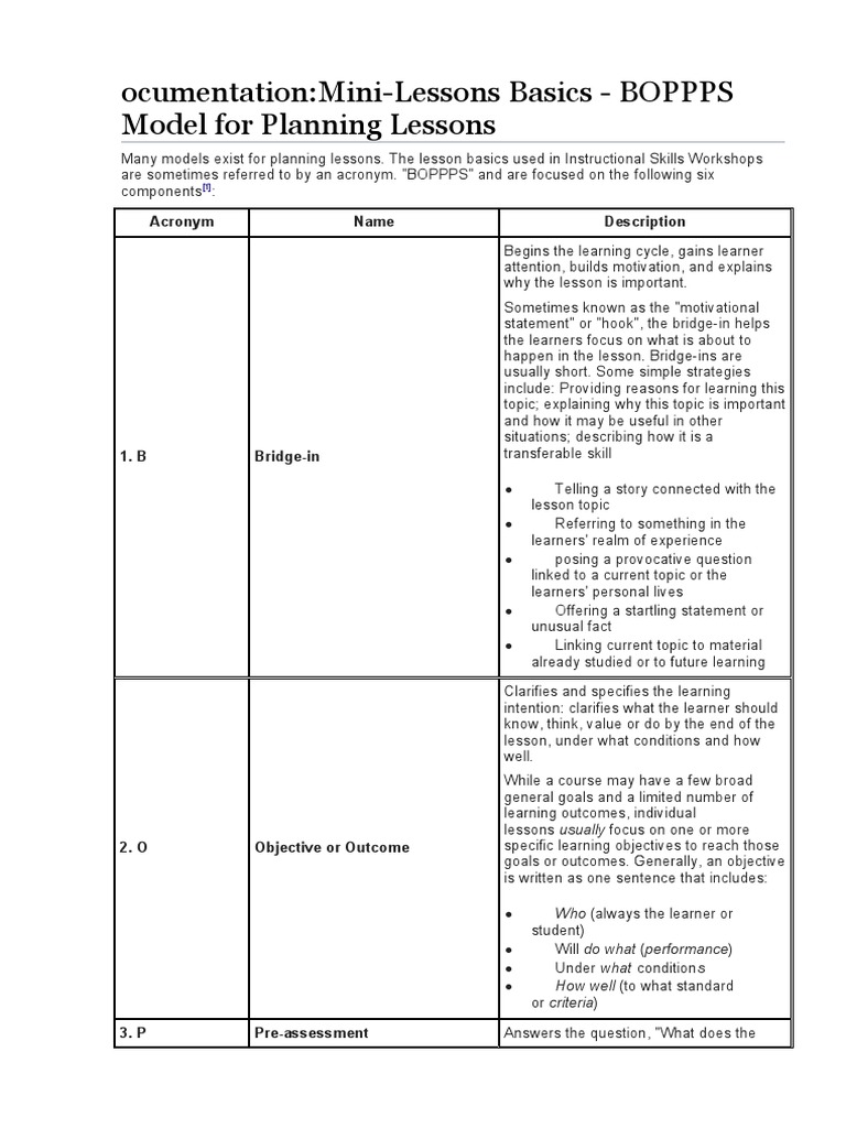 ocumentation:Mini-Lessons Basics - BOPPPS Model For Planning Lessons ...