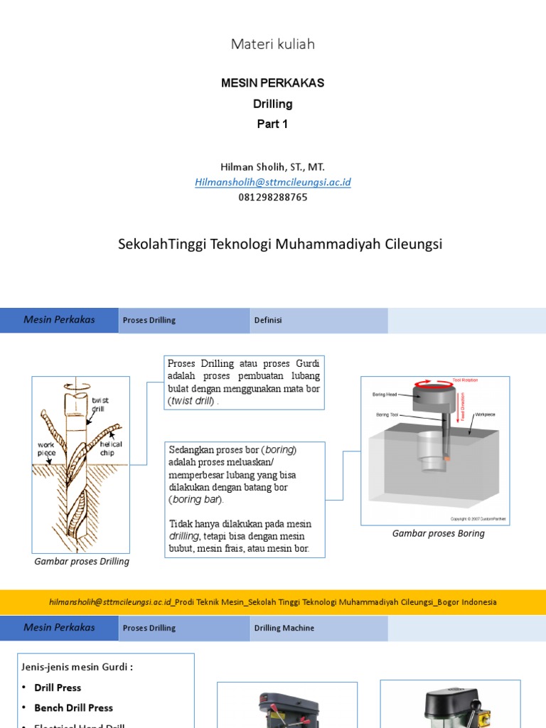PP Materi Kuliah Mesin Perkakas# - Proses Drilling - Part 1 PDF | PDF