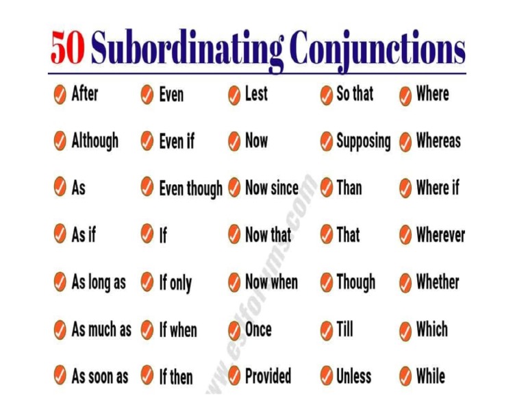 50 Subordinating Conjunctions | PDF
