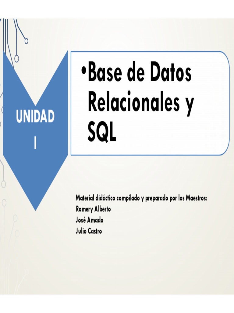 INF520 BD II Unidad - 1 PDF | PDF | Modelo relacional | SQL
