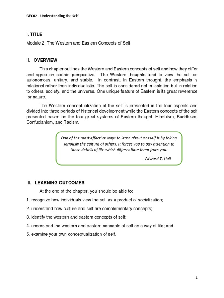 I. Title: GEC02 - Understanding The Self | PDF | Brahman | Ātman (Hinduism)