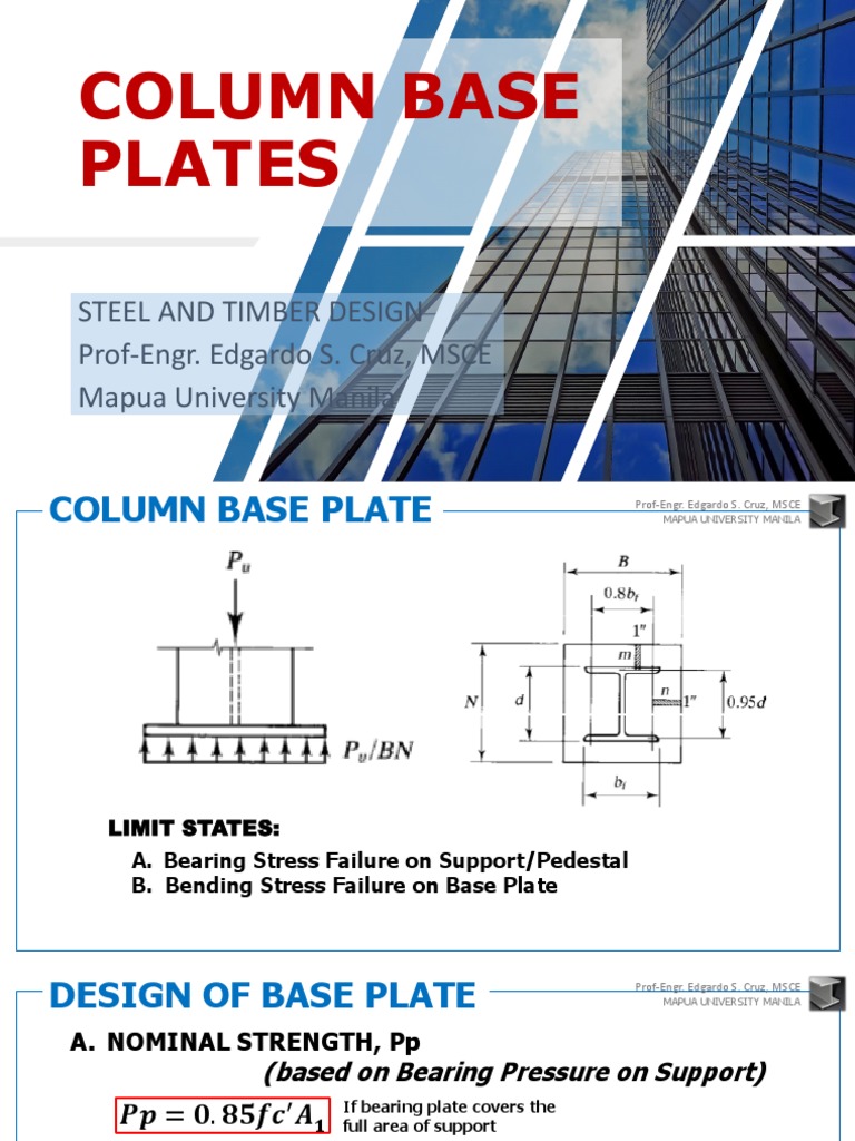 2B. - Column Base Plate Ce134p - Escruz - LRFD | PDF | Column | Bending
