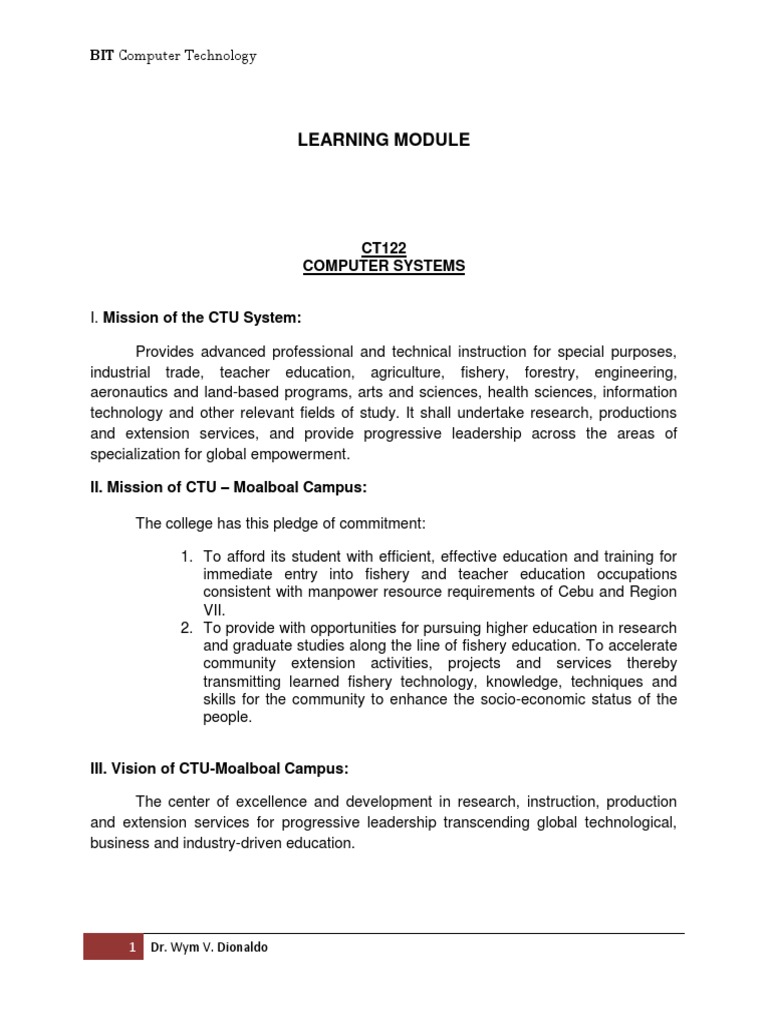Learning Module: BIT Computer Technology | Download Free PDF ...