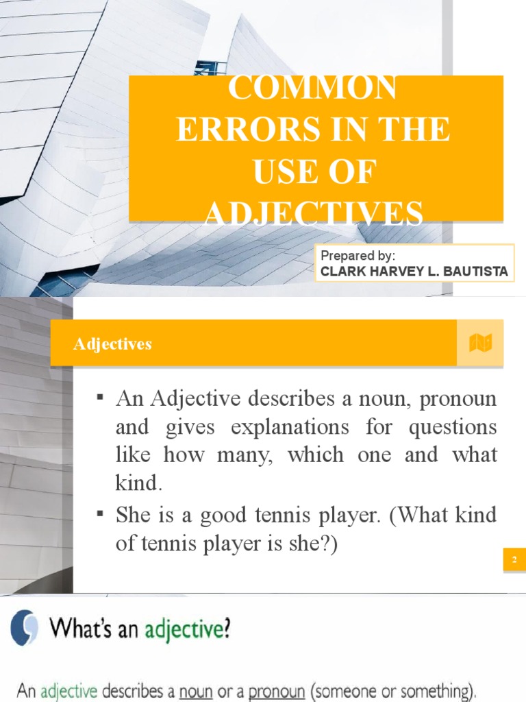 Common Adjective Usage Errors | PDF | Adjective | Noun