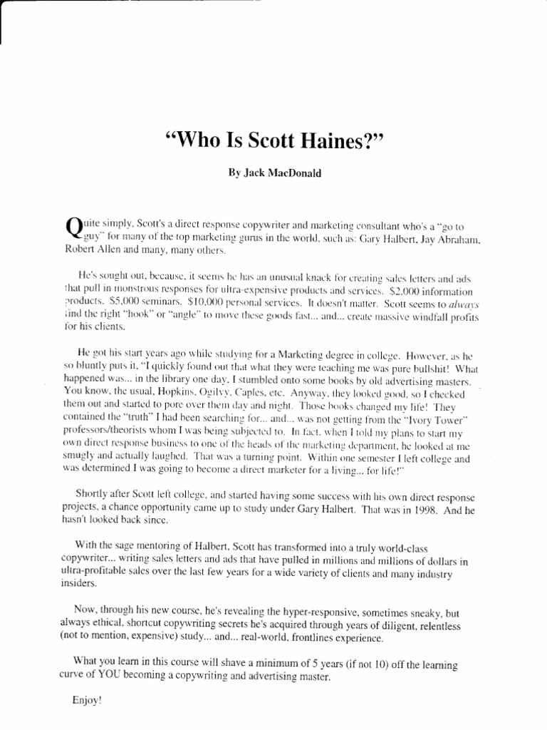 Scott Haines - Shortcut Copywriting Course | PDF | Arial | Written ...