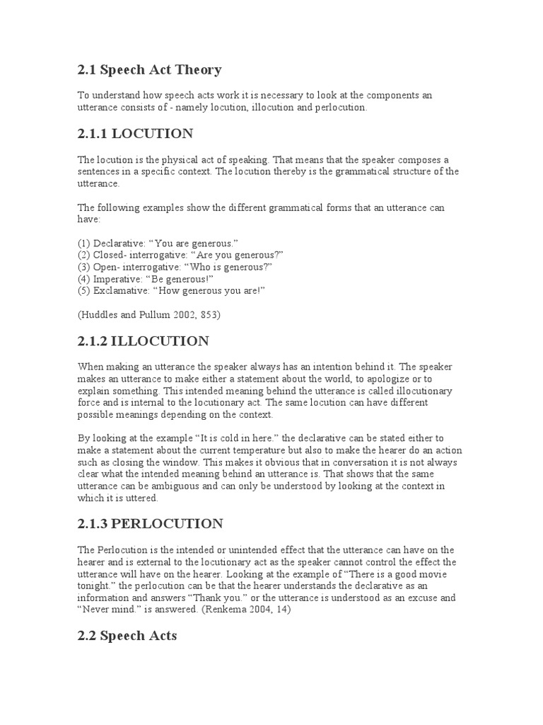 2.1 Speech Act Theory | PDF | Semiotics | Human Communication