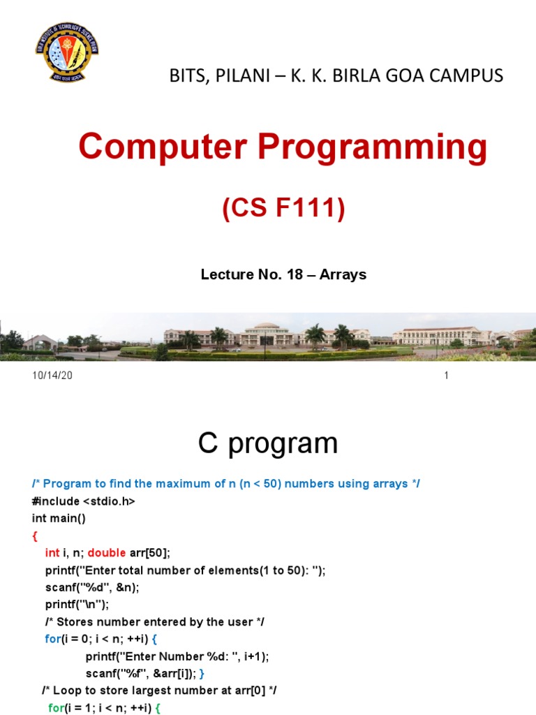 Computer Programming: Bits, Pilani - K. K. Birla Goa Campus | Download Free PDF | Prime Number ...