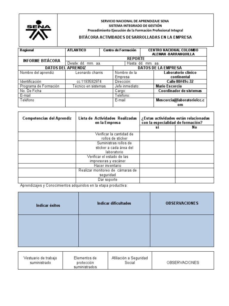 Plantilla de Bitácora en Word | PDF | Business | Informática