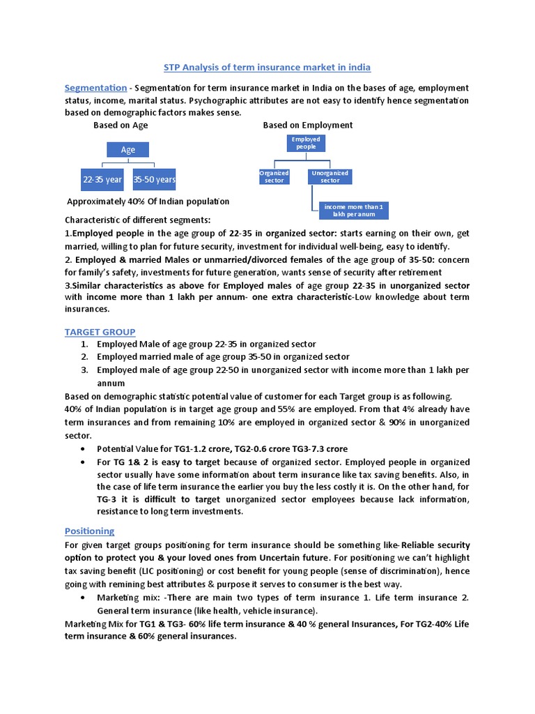 STP Analysis of India's Term Insurance Market | PDF | Market ...