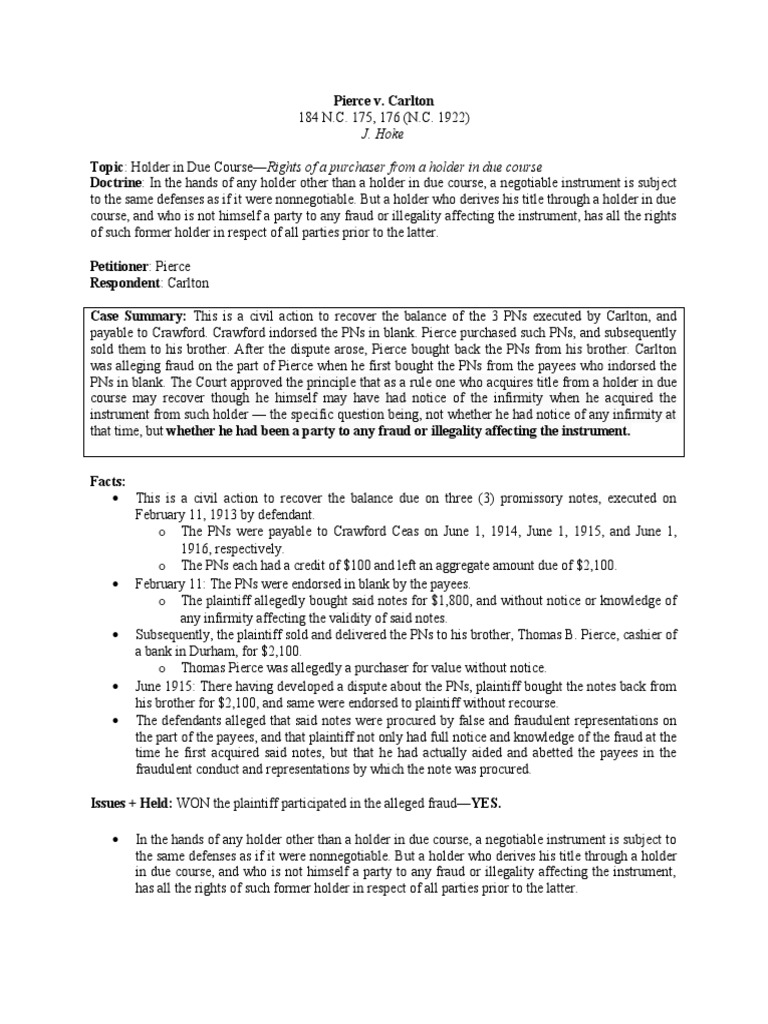 33 Pierce v. Carlton | PDF | Government Information | Common Law