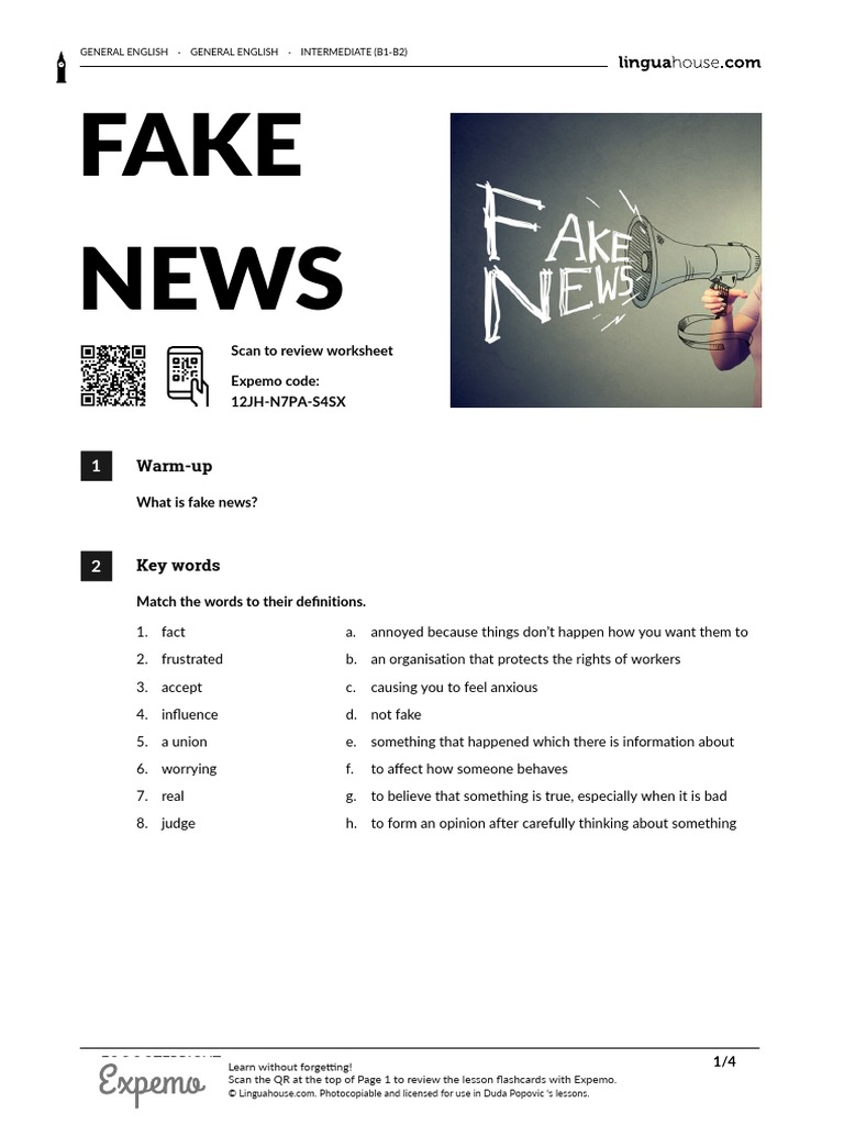 Fake News Worksheet | PDF | Social Media | Popular Culture & Media Studies