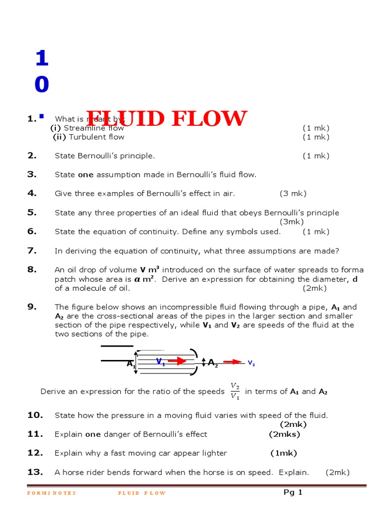 Fluid Flow: (I) Streamline Flow (Ii) Turbulent Flow | Download Free PDF ...