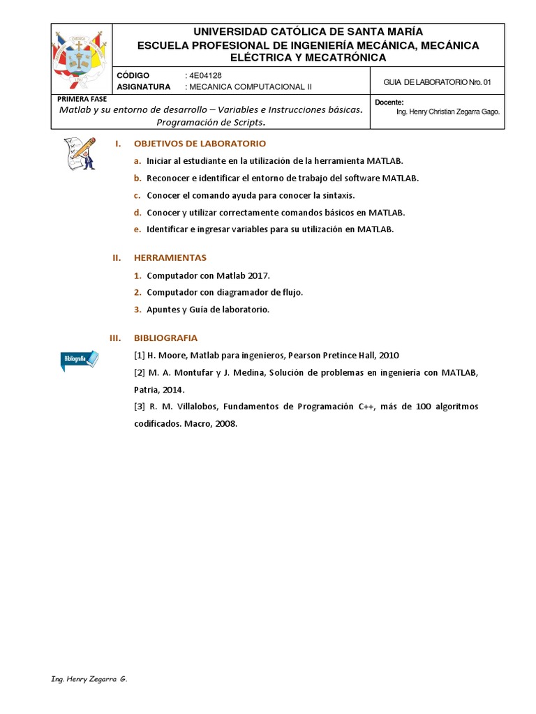MCII Lab01 2020 | PDF | Matlab | Algoritmos