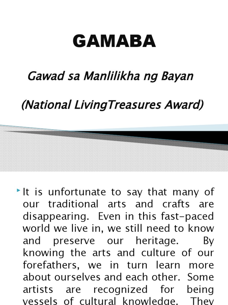 Gamaba: Gawad Sa Manlilikha NG Bayan (National Livingtreasures Award ...