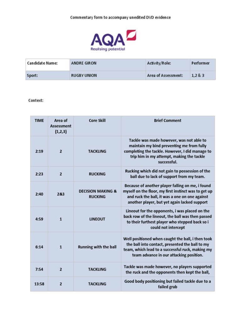 Commentary Form To Accompany Unedited DVD Evidence | Download Free PDF ...