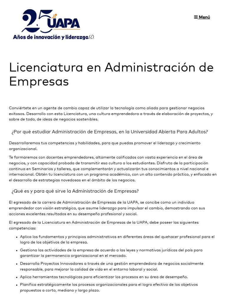 Administración de Empresas - Estudia en UAPA, Sin Dejar de Trabajar PDF ...