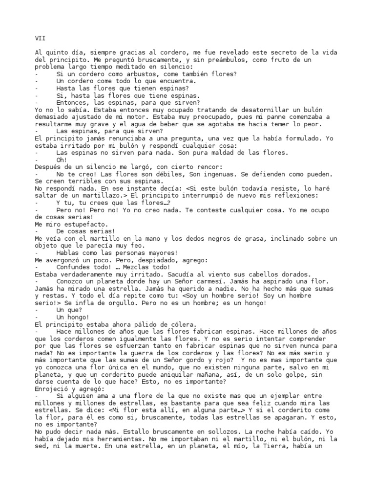 Reflexiones del Capítulo 7 de El Principito | PDF | El Principito | Ocio