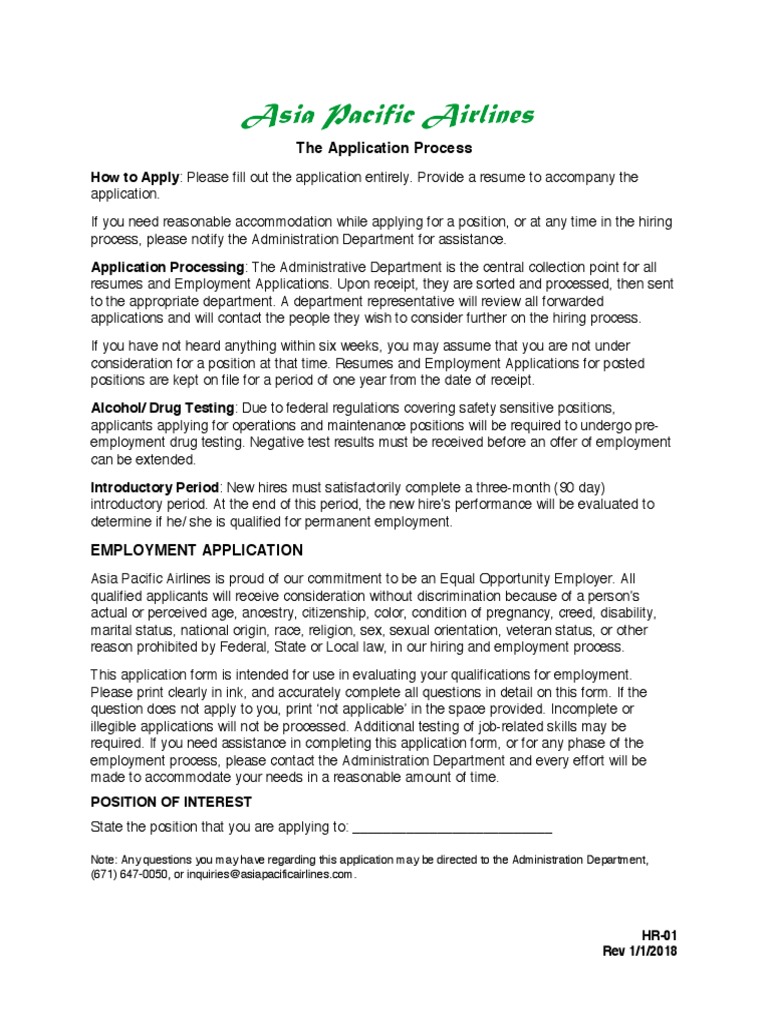 HR 01. General Application Form | PDF | Résumé | Employment