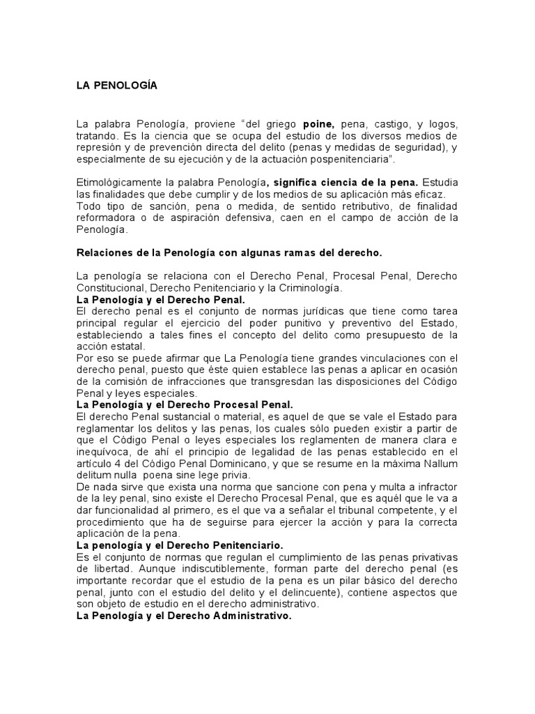 Derecho Penitenciario. La Penologia | PDF | Criminología | Derecho penal