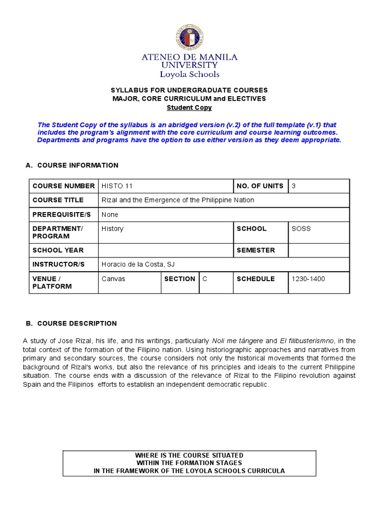 Histo 11 Template - OBE Syllabus - Student | PDF | Educational ... Histo 11 Template - OBE Syllabus - Student | PDF | Educational ...