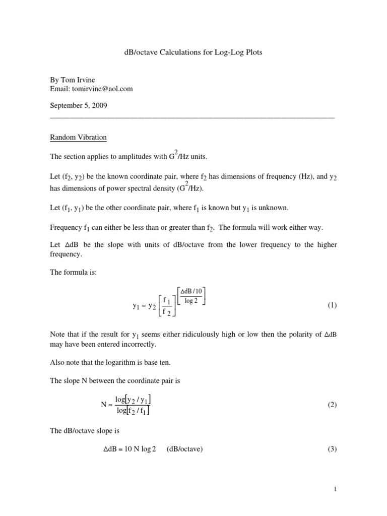 Db/octave Calculations For Log-Log Plots | PDF | Logarithm | Decibel