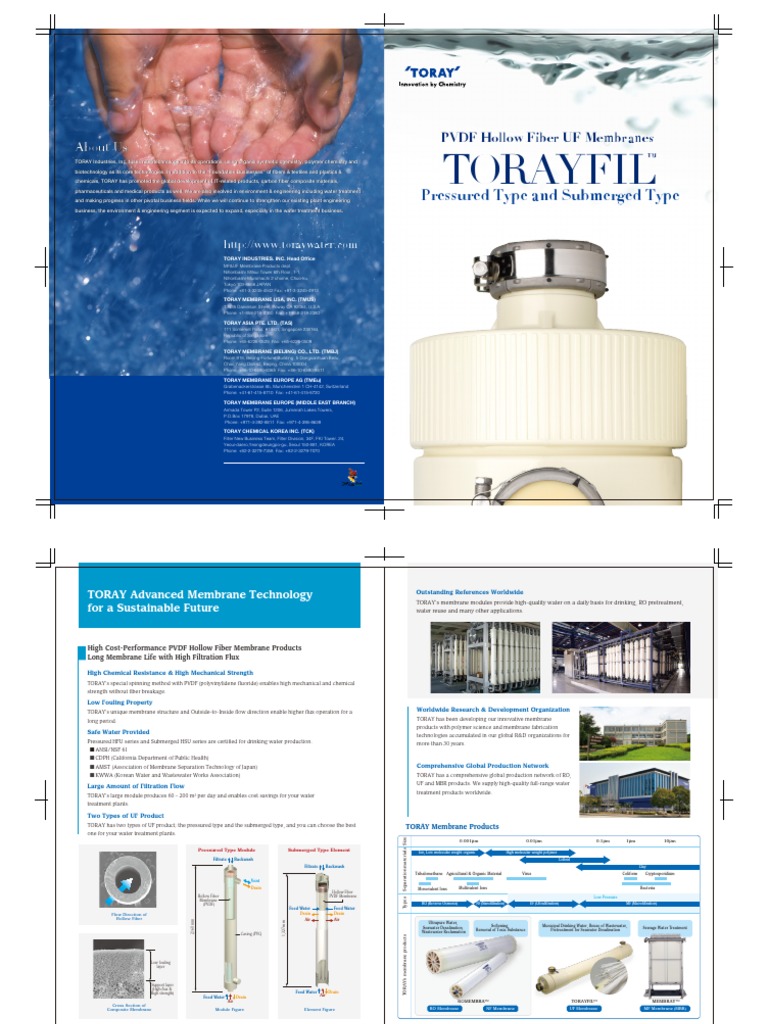 Torayfil: Pressured Type and Submerged Type | PDF | Membrane ...