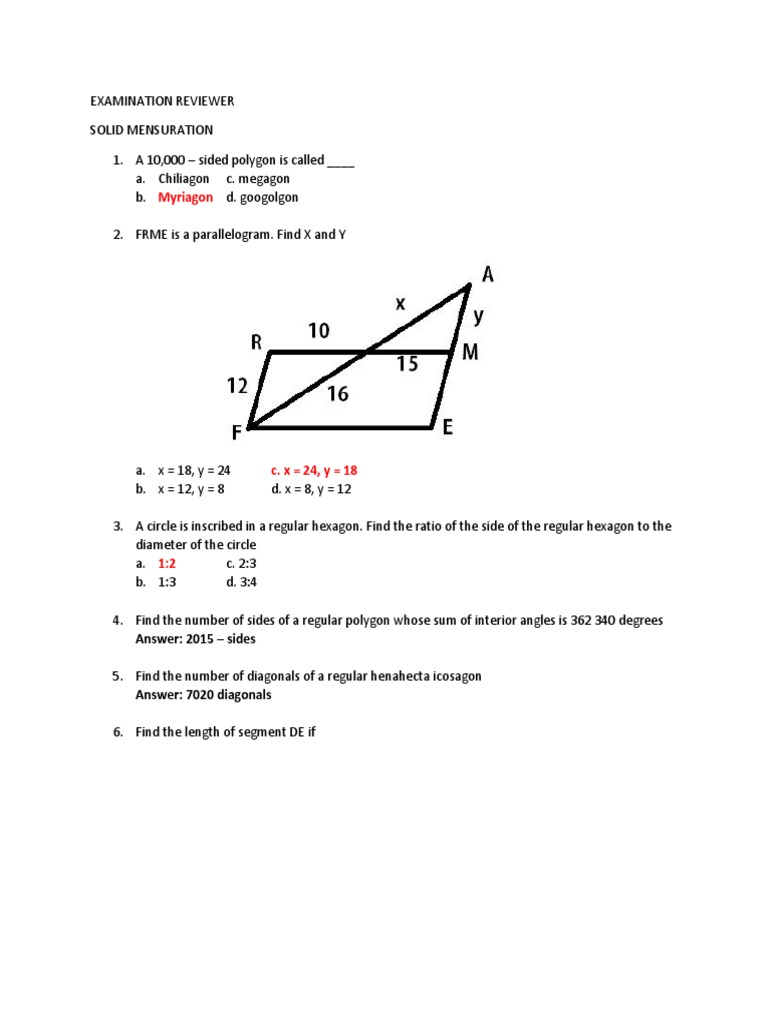 Myriagon: Answer: 2015 - Sides | PDF | Area | Rectangle