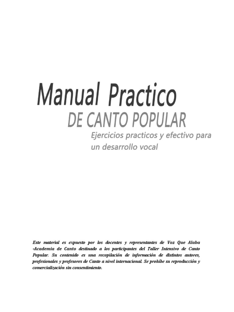 Ejercicios De Canto Y Técnica Vocal Pdf Vocal Respiración