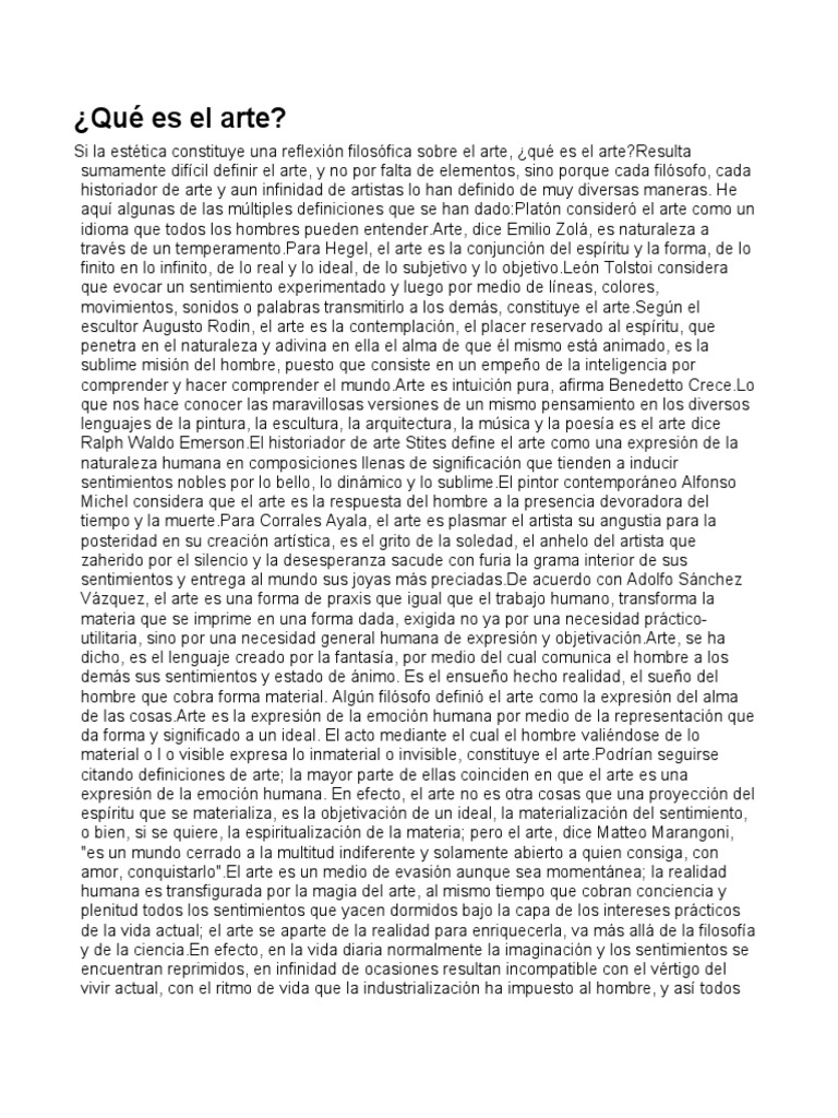 Qué Es El Arte | PDF | Las artes | Estética