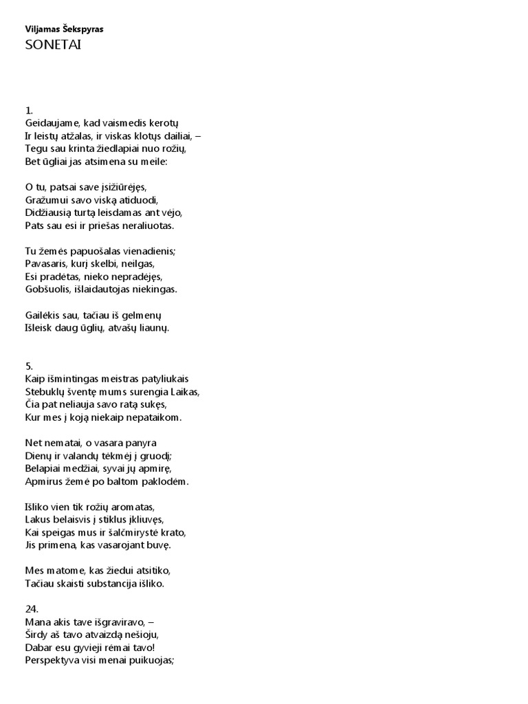 Viljamas Šekspyras. Sonetai - LD5401 PDF | PDF