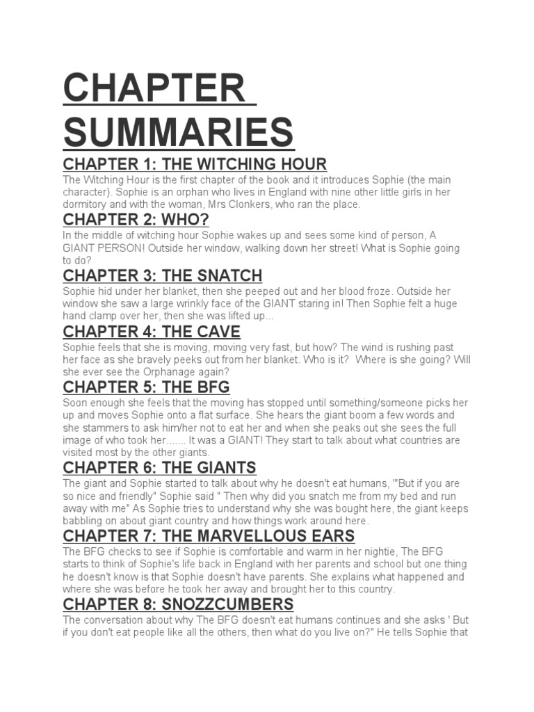 The Bfg Book Summary