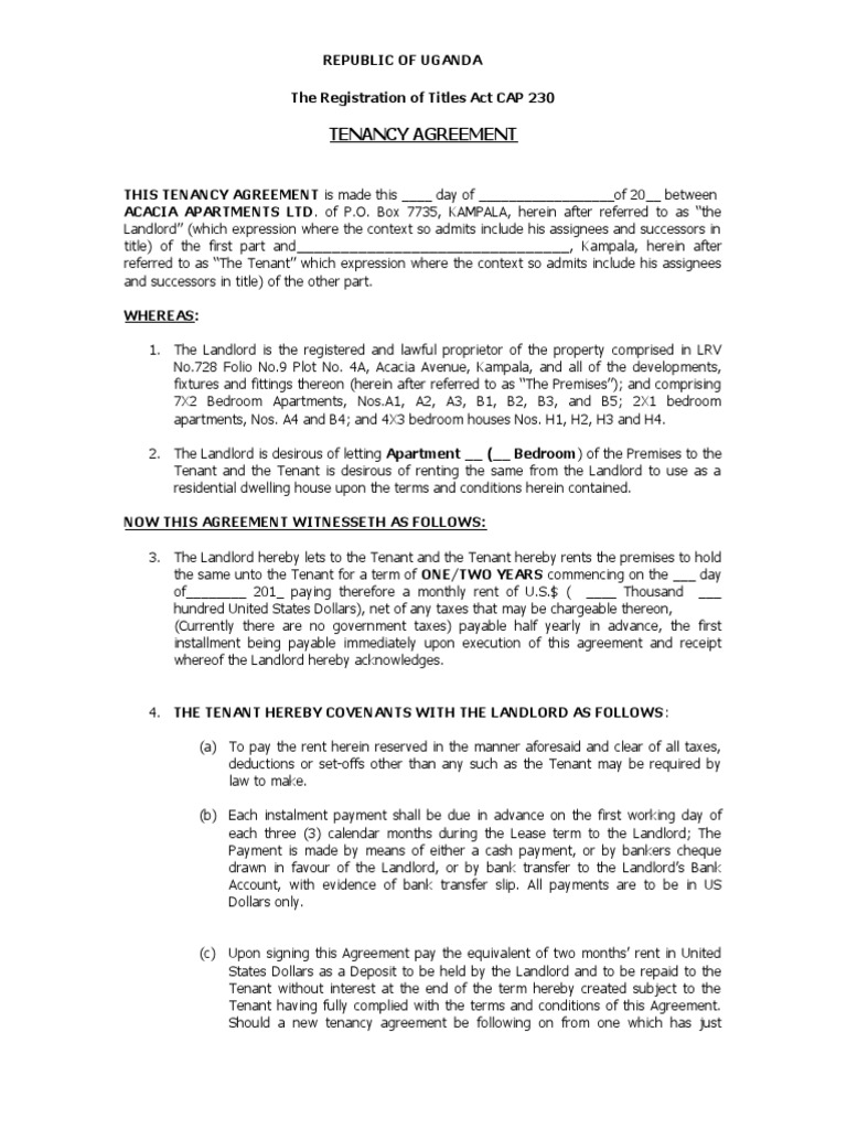 Draft Tenancy Agreement | PDF | Leasehold Estate | Landlord