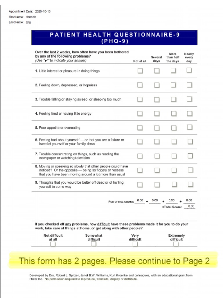 2020 Oct 13 - PHQ 9 - GAD 7 | PDF