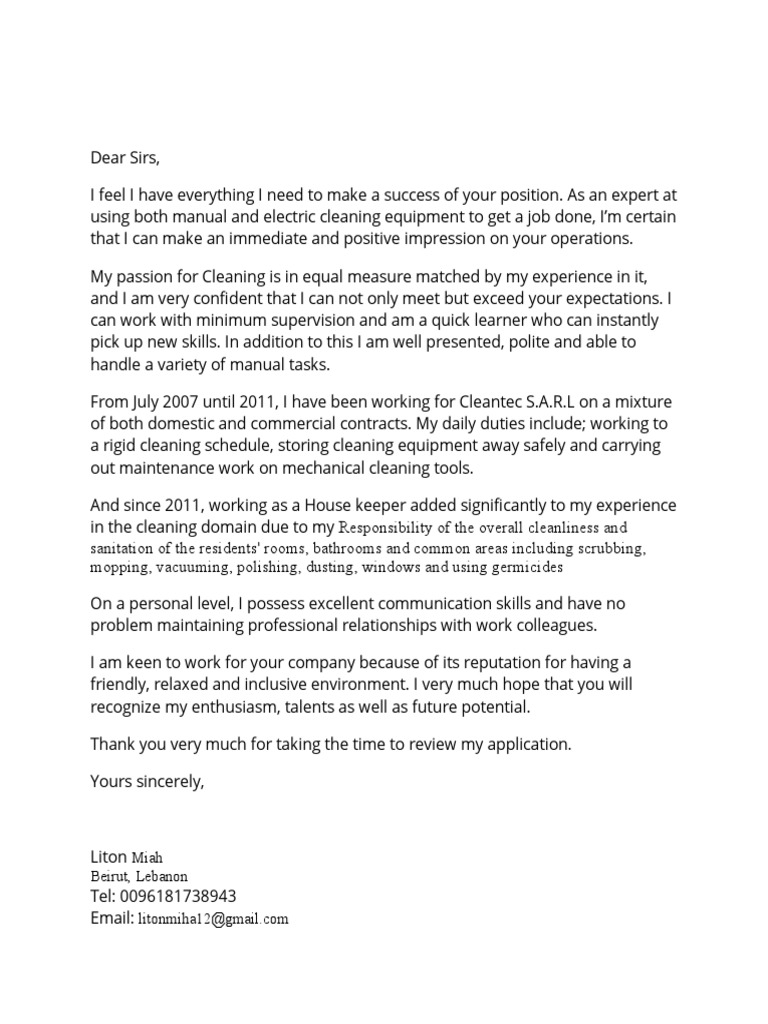 Liton Miah Cover Letter | PDF | Career & Growth