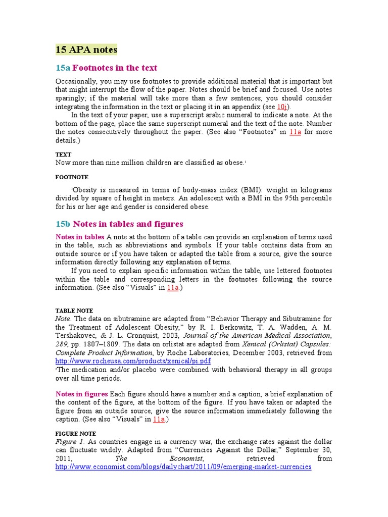 15 APA Notes: Footnotes in The Text | Download Free PDF | Grammatical ...