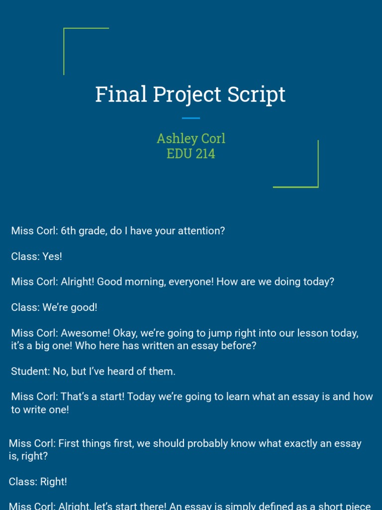 Final Project - Script | Download Free PDF | Essays