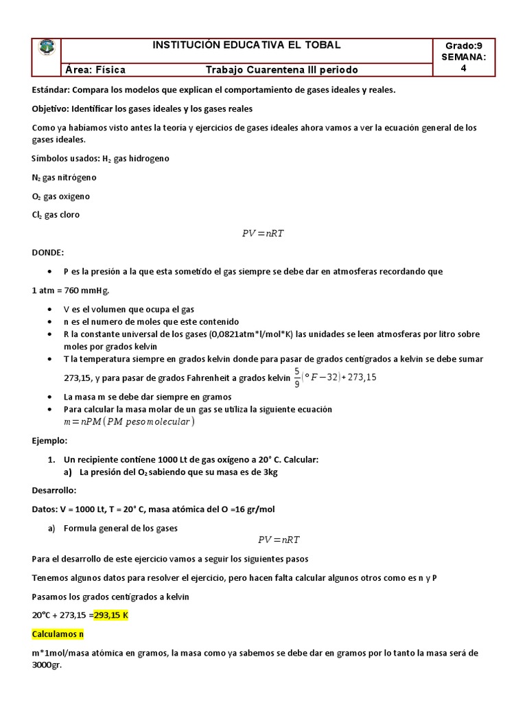 Ejercicios Sobre Gases | PDF | Gases | Mole (Unidad)