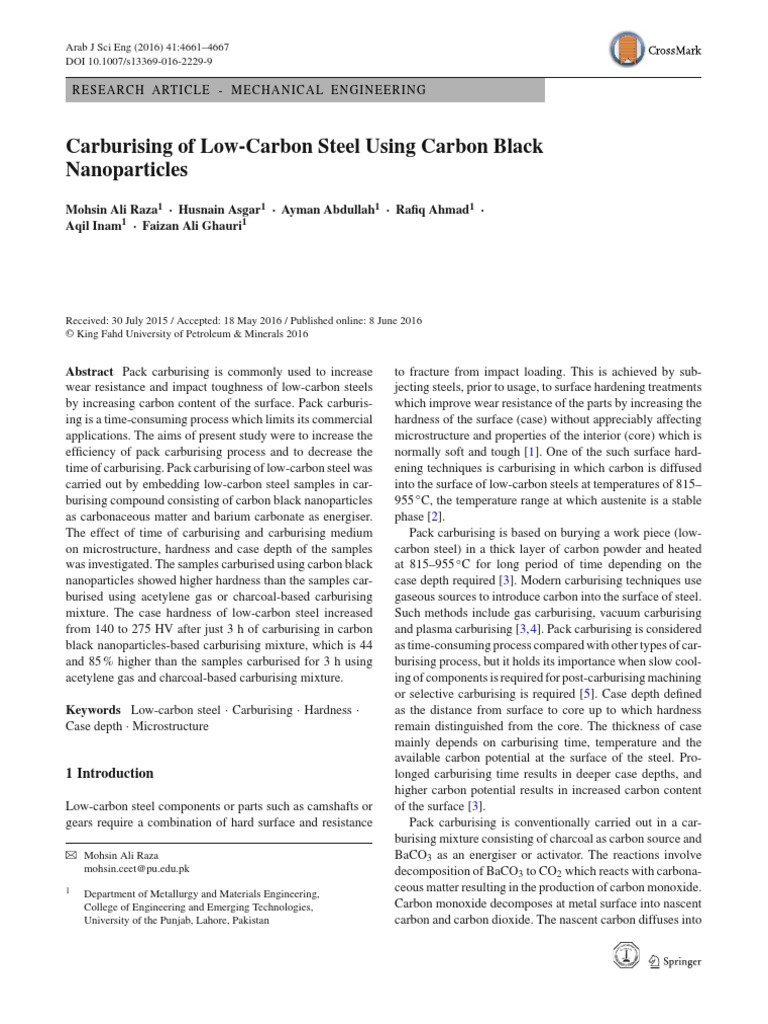 12-Carburising of Low-Carbon Steel Using Carbon Black | PDF | Carbon ...